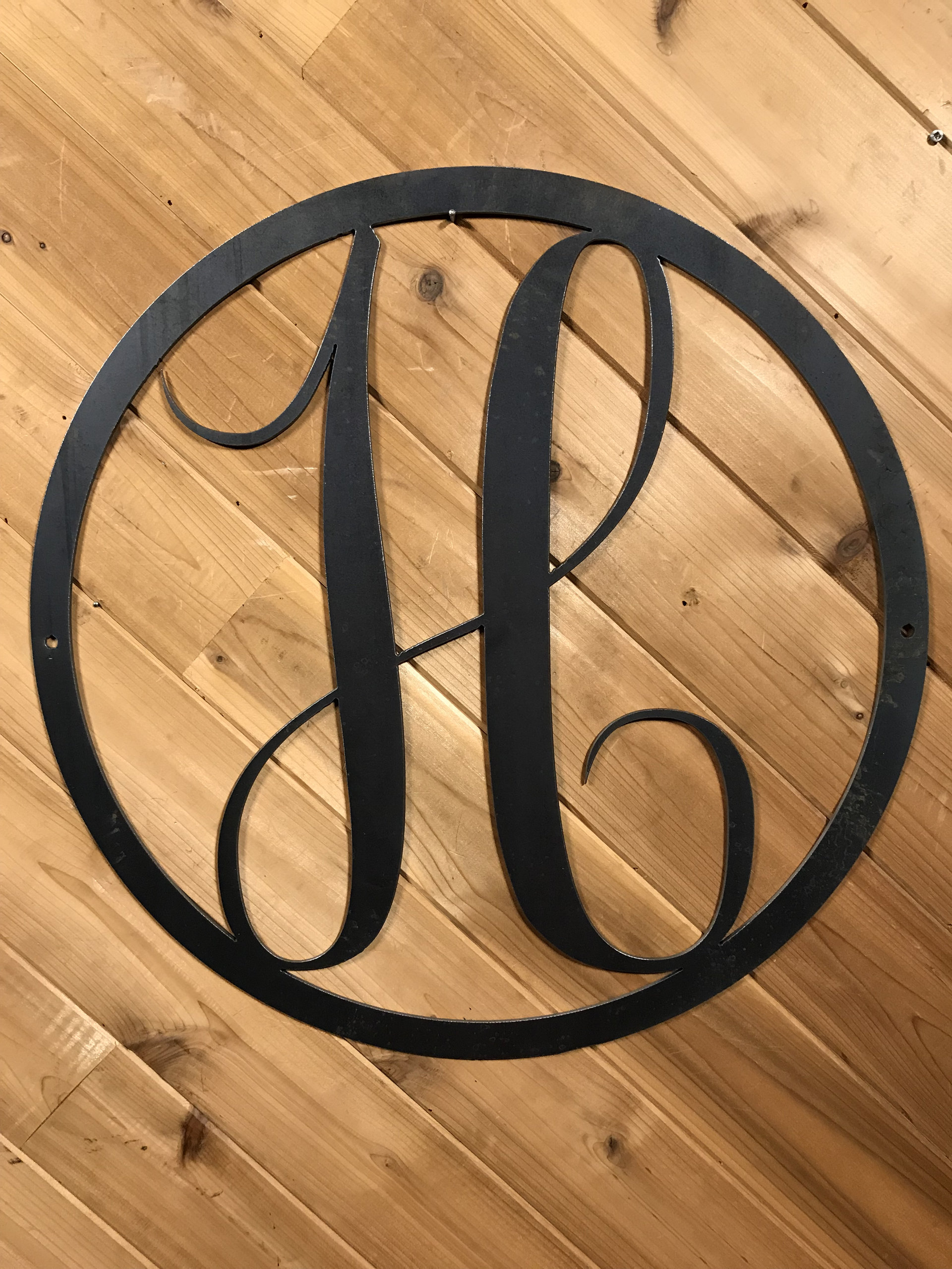 Large Monogram H Circle Door Hanger, 36 Raw Metal - Contemporary ...