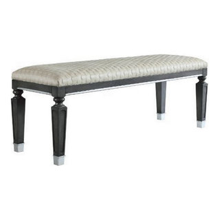 Benzara BM250184 Bench With Hexagonal Pattern and Tapered Legs, Beige ...