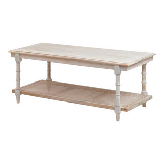 Chesterfield Wood & Cane Display Coffee Table With Turned Legs ...