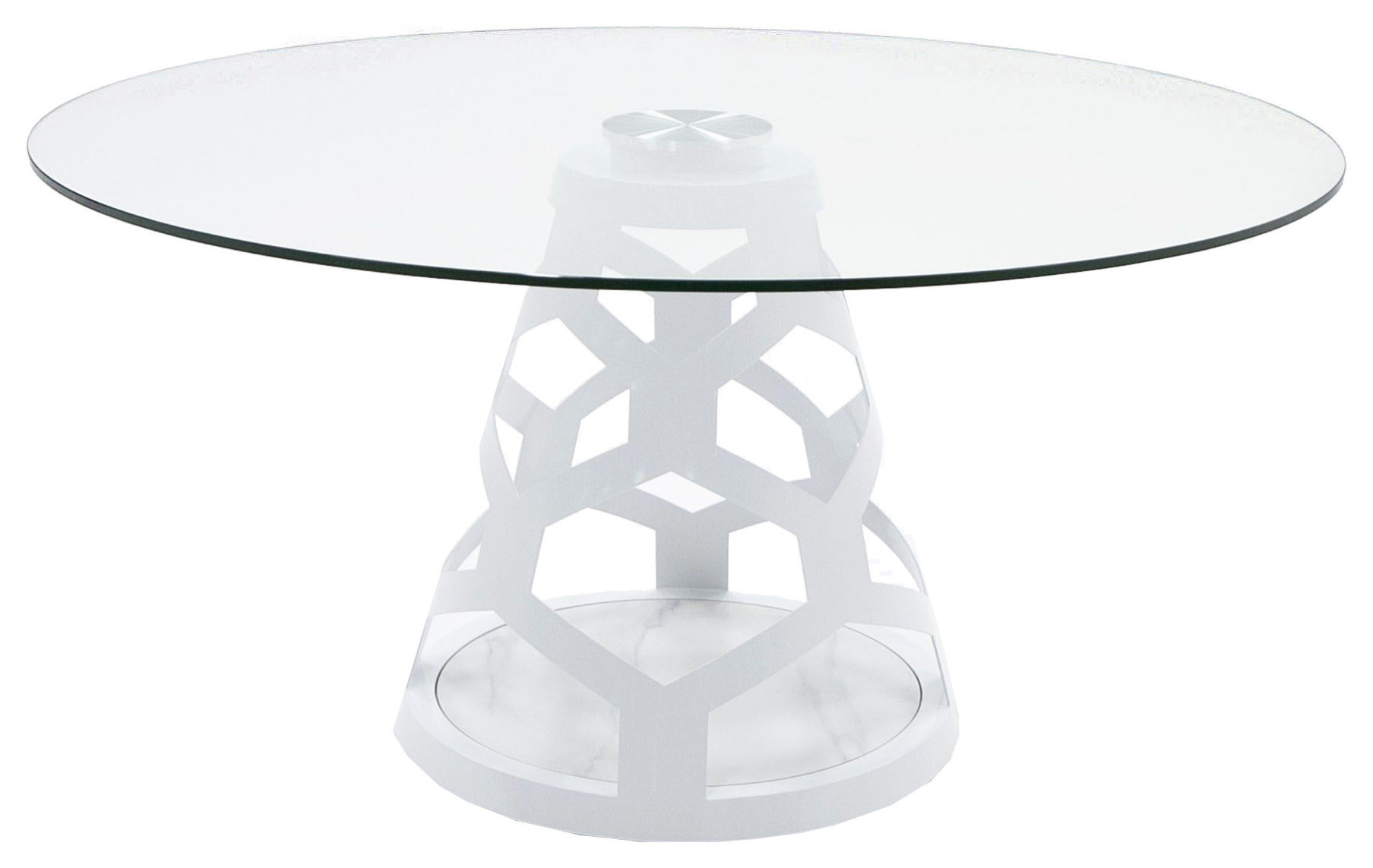 Net Dining Table, 12mm Round Glass Top Table - White Base ...