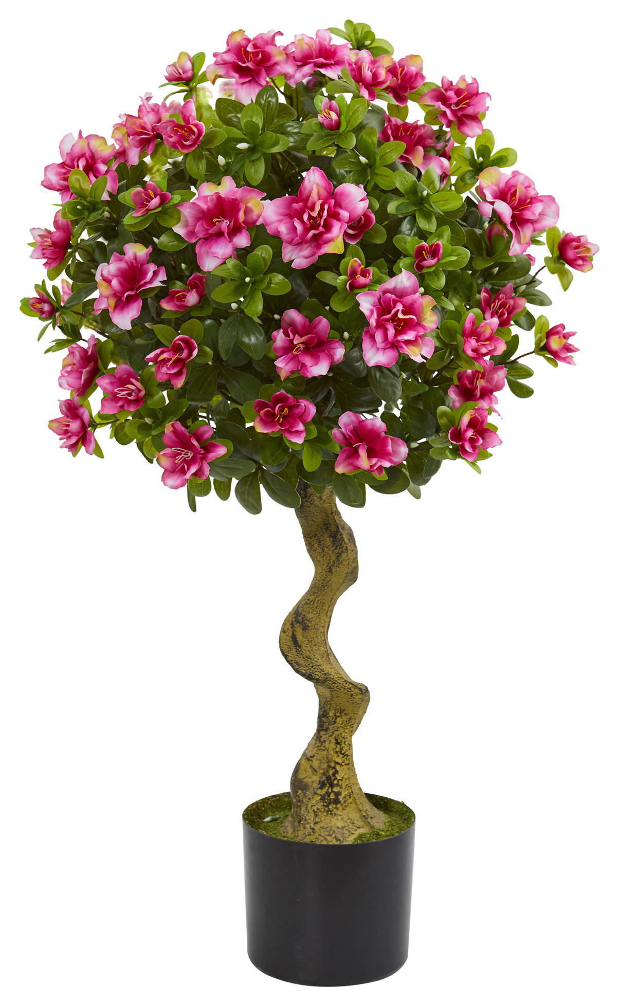 3" Azalea Artificial Topiary Tree - Traditional - Artificial Flower ...