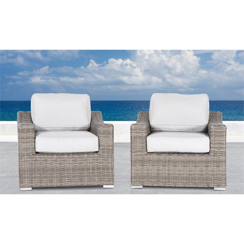 Living Source International Patio Chairs w/ Cushions in Gray (Set of 2 ...