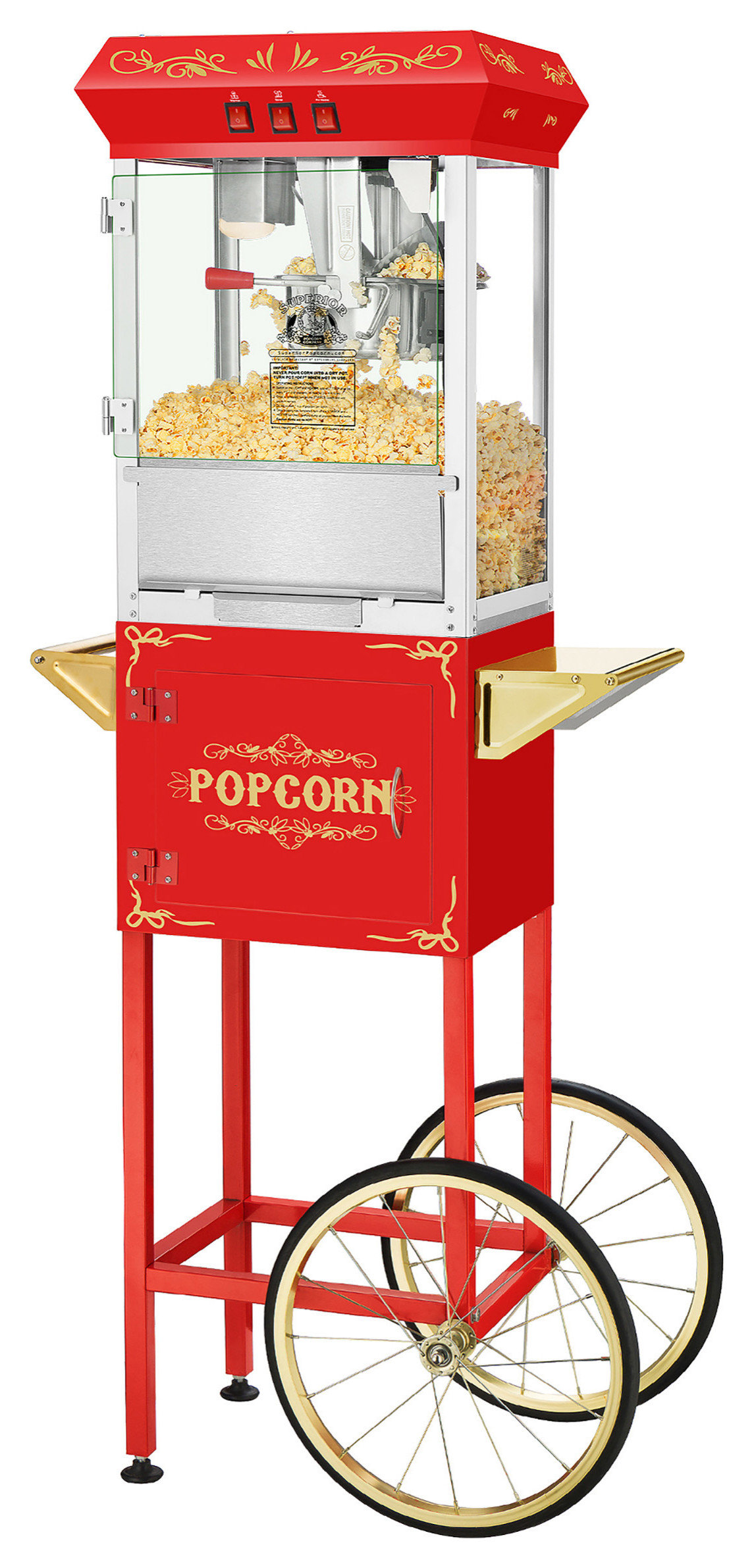 Movie Night Popcorn Machine 3-Gallon Antique Popper With Cart, 8oz ...