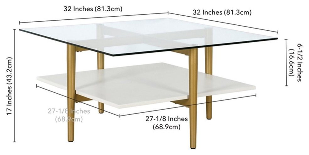 Henn&Hart 32" Gold/White Coffee Table - Midcentury - Coffee Tables - by ...