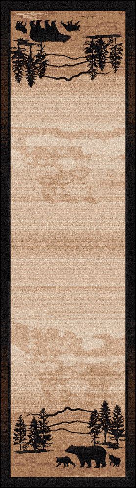 Mountain Shadow Bear, Brown, 2'x8', 2'x8' - Rustic - Hall And Stair ...