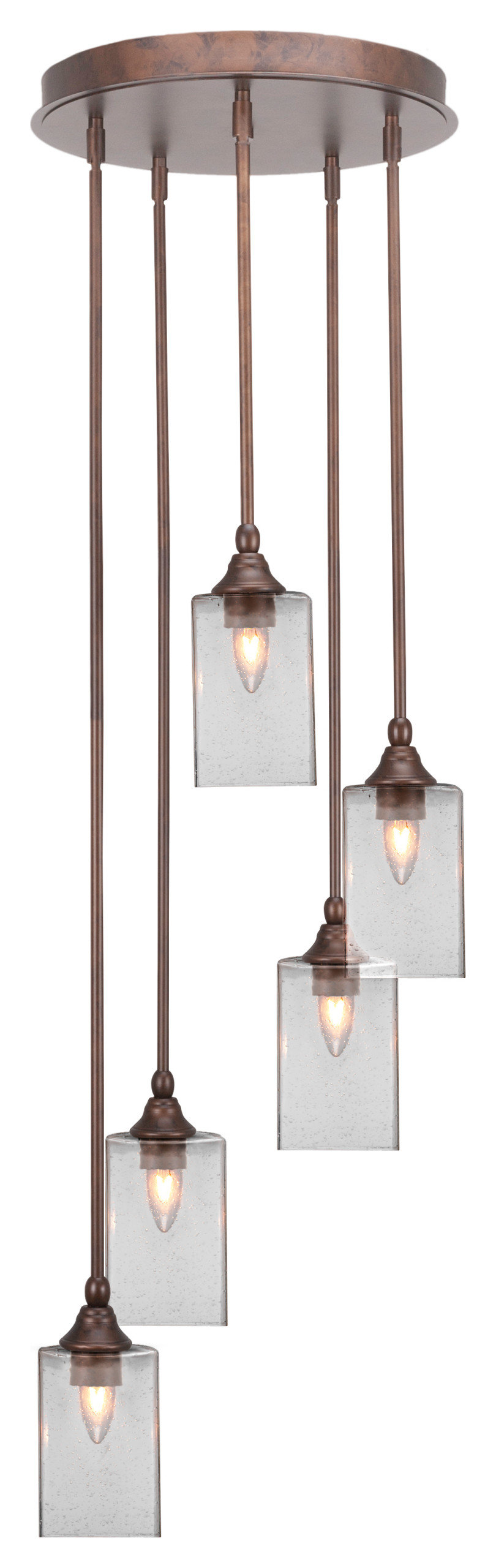 Empire 5-Light Cluster Pendalier, Bronze/Square Clear Bubble ...