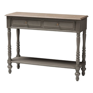 Noemie Country Cottage Farmhouse Brown 2-Drawer Console Table - French ...