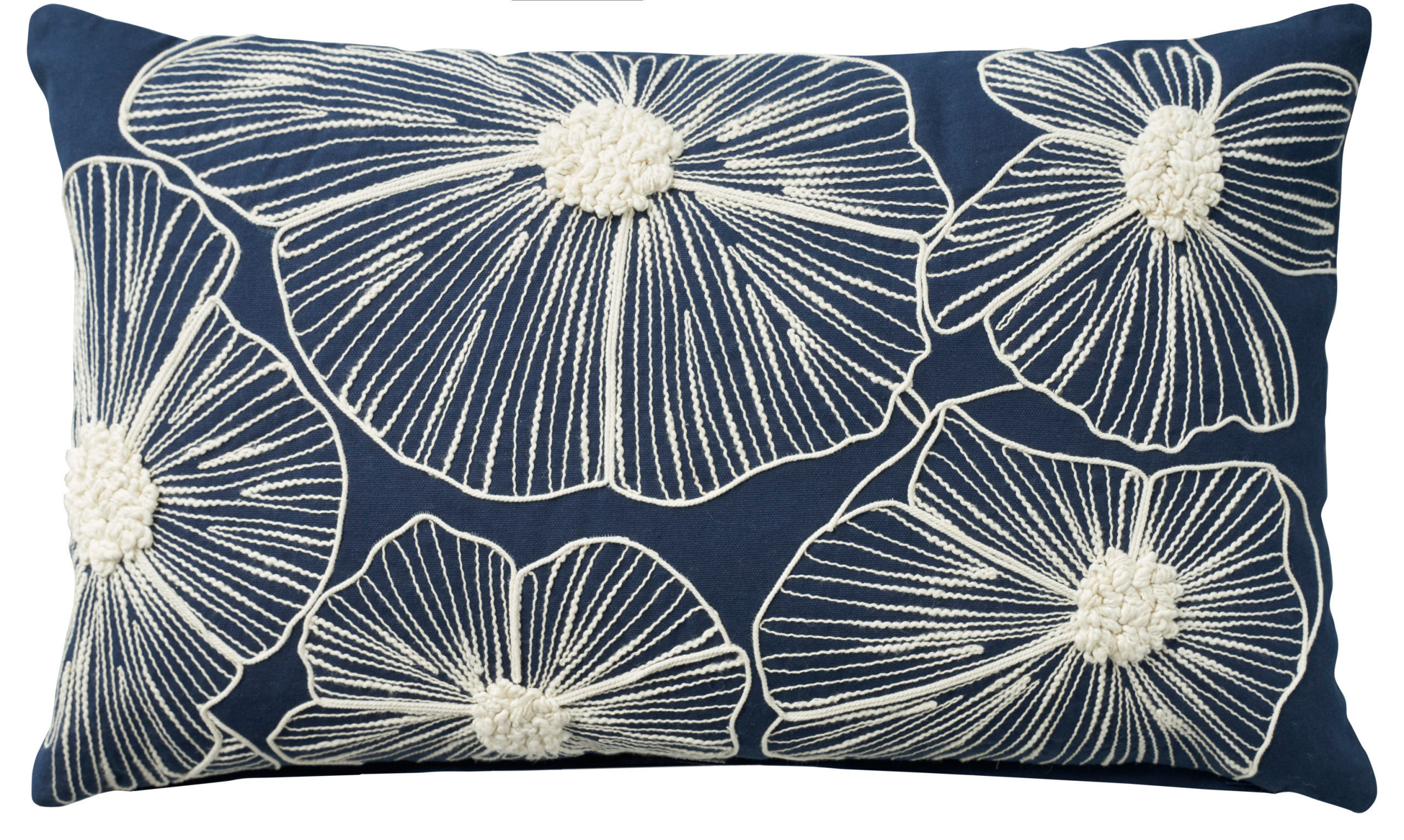 Mina Victory Life Styles Embroidered Flowers 14" x 24" Navy Indoor, 14 ...