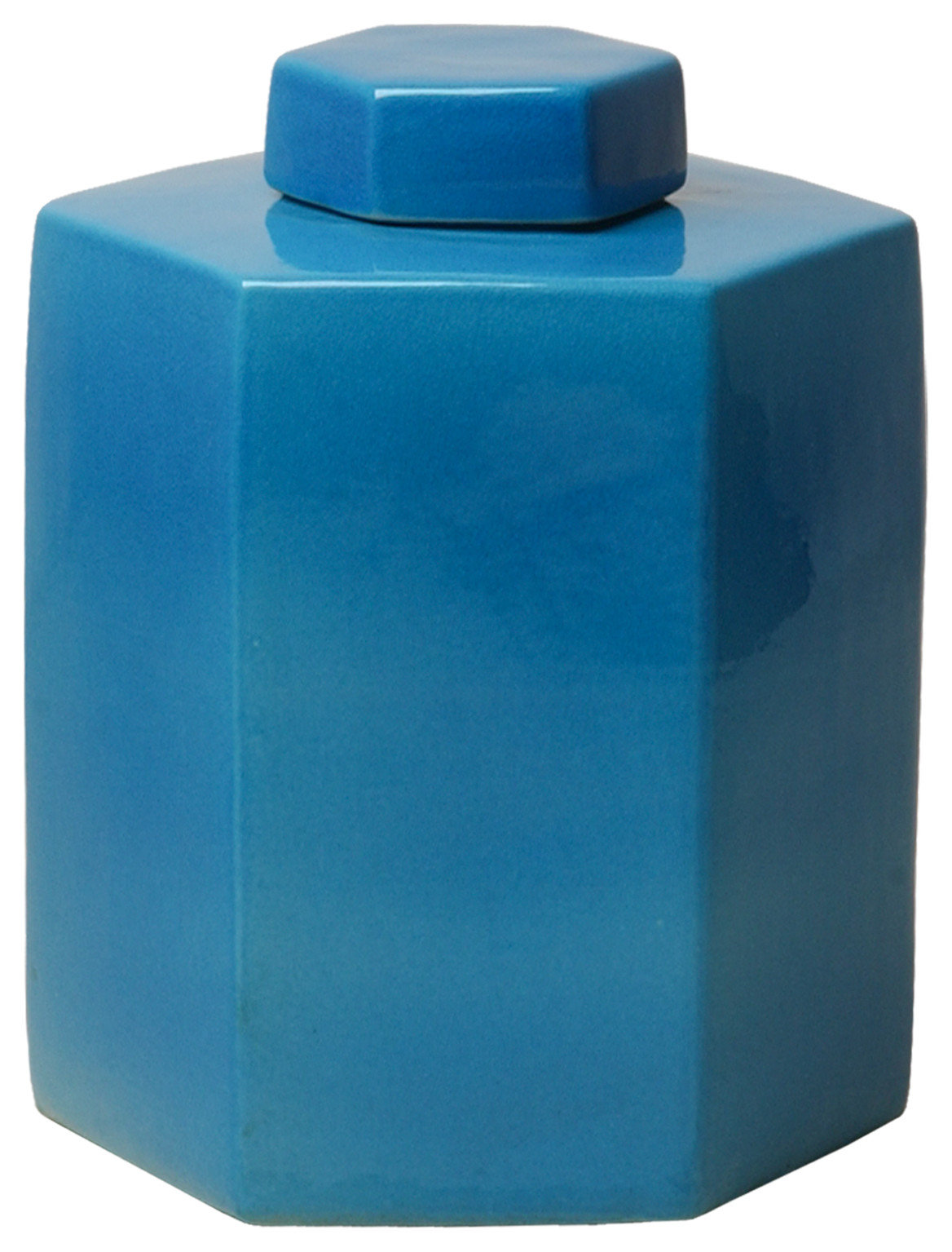 14 in. Hex Tea Cannister French Turquoise Jar - Contemporary ...