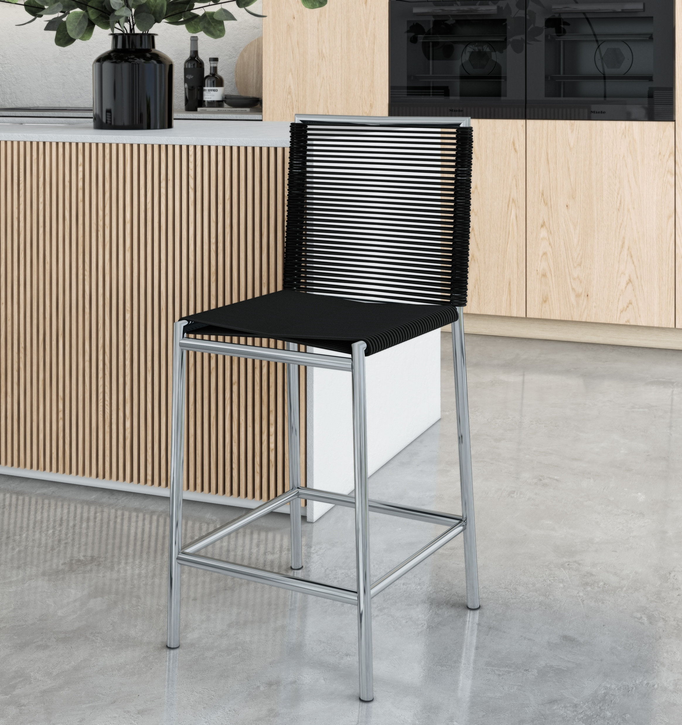 Modrest Lathrop Modern Black Outdoor Counter Stool - Contemporary ...