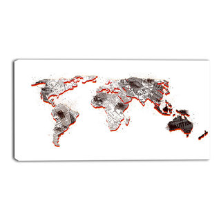"Red and Gray Map" Canvas Painting - Modern - Prints And Posters - by ...