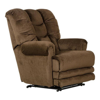 Barkley Power Lay Flat Recliner with Extended Ottoman in Brown ...