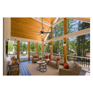 Screened porch with dramatic ceiling - Transitional - Veranda - Atlanta ...