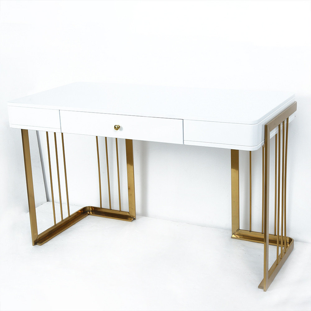 Glossy White Wooden Writing Desk Modern Desk Computer Desk with Drawers ...