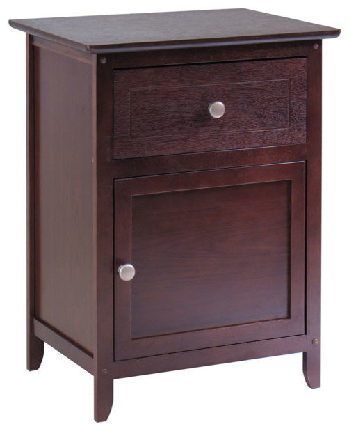 Night Stand/Accent Table With Drawer And Cabinet For Storage, Knob ...