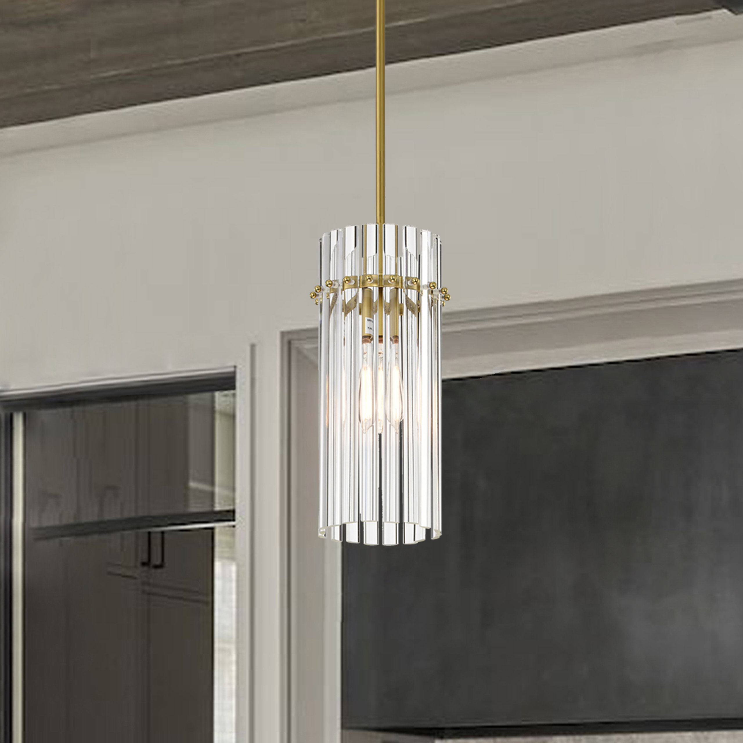Eva 1 Light Crystal Glass Rod Mini Pendant Chandelier - Contemporary ...