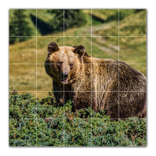 Bear Ceramic Tile Wall Mural HZ500129, 60" Wide x 60" High - Rustic ...