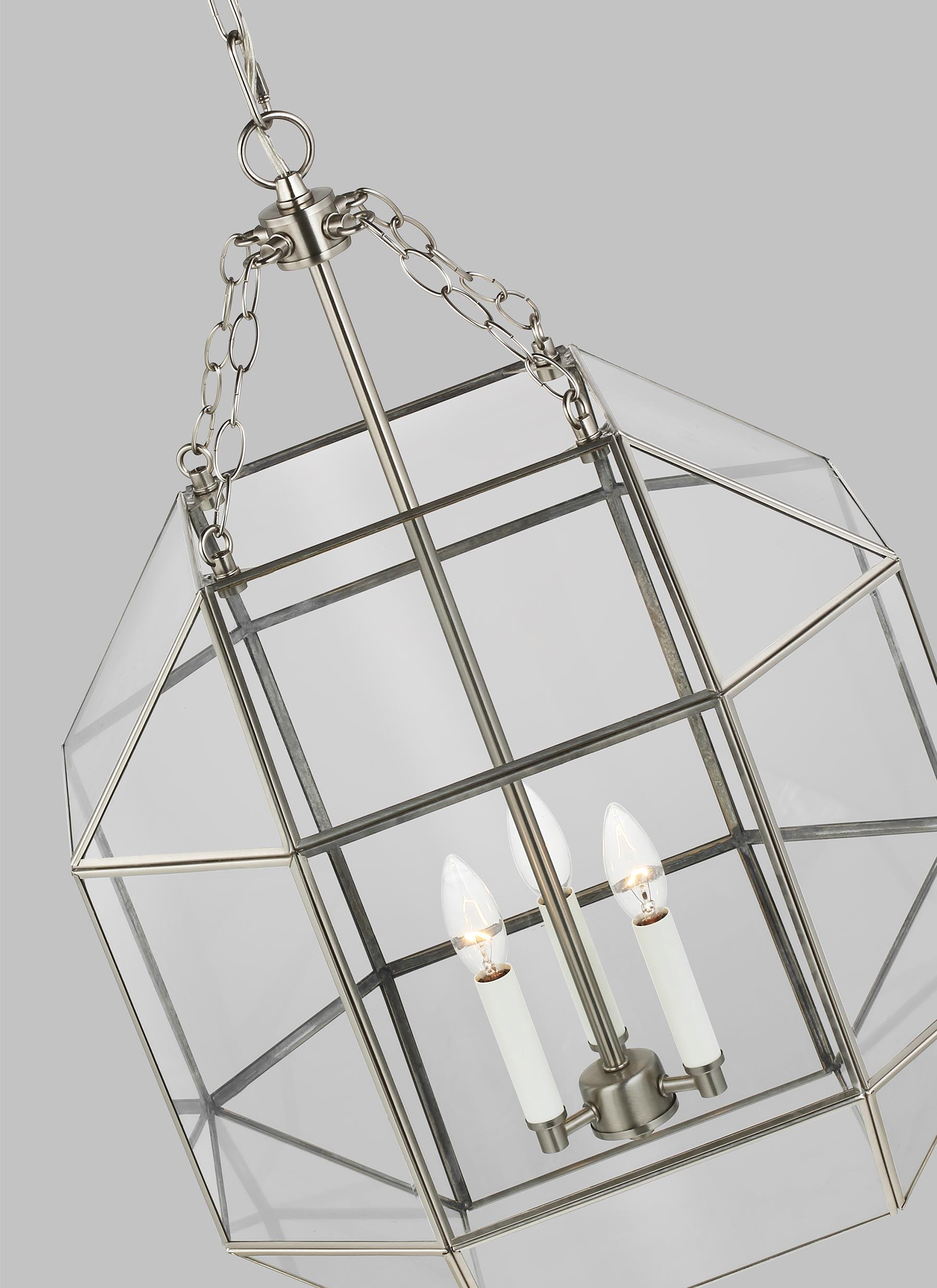 Morrison Medium Three Light Lantern, Brushed Nickel - Transitional ...
