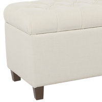 Fabric Upholstered Button Tufted Wooden Bench With Hinged Storage ...