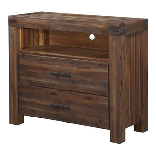 Benzara BM187833 Wooden Media Chest with 1 Open Shelf & Two Drawers ...
