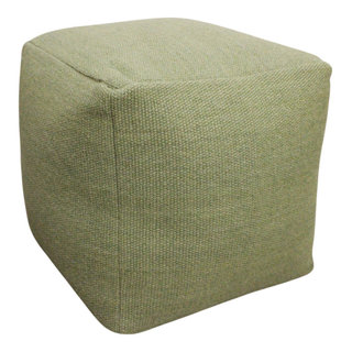 Remi Pouf, Handwoven Contemporary Sage Green Wool - Contemporary ...