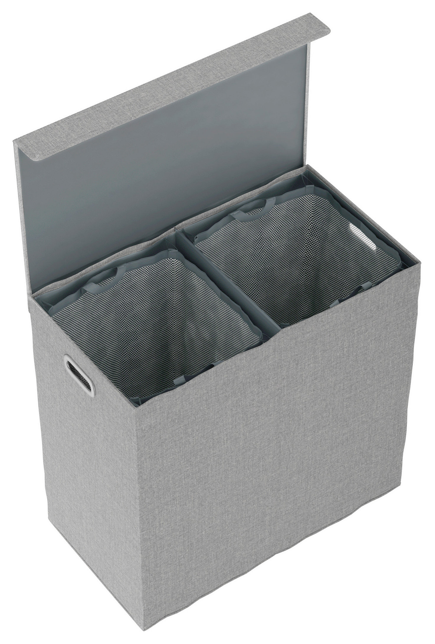 Double Laundry Basket With Single Lid 2-Sided Clothes Hamper With ...