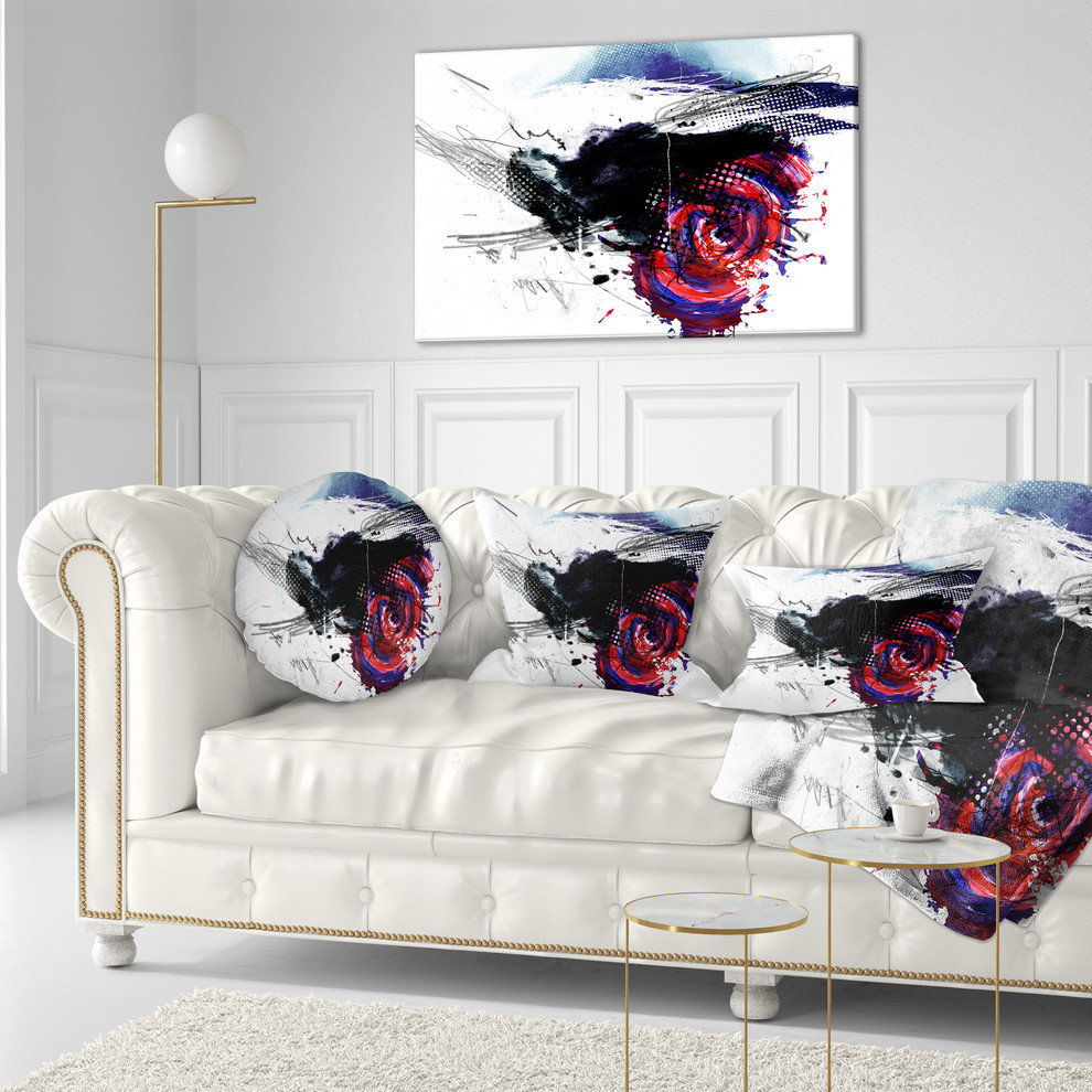 Dark Blue Abstract Splashes Abstract Throw Pillow, 12"x20 ...