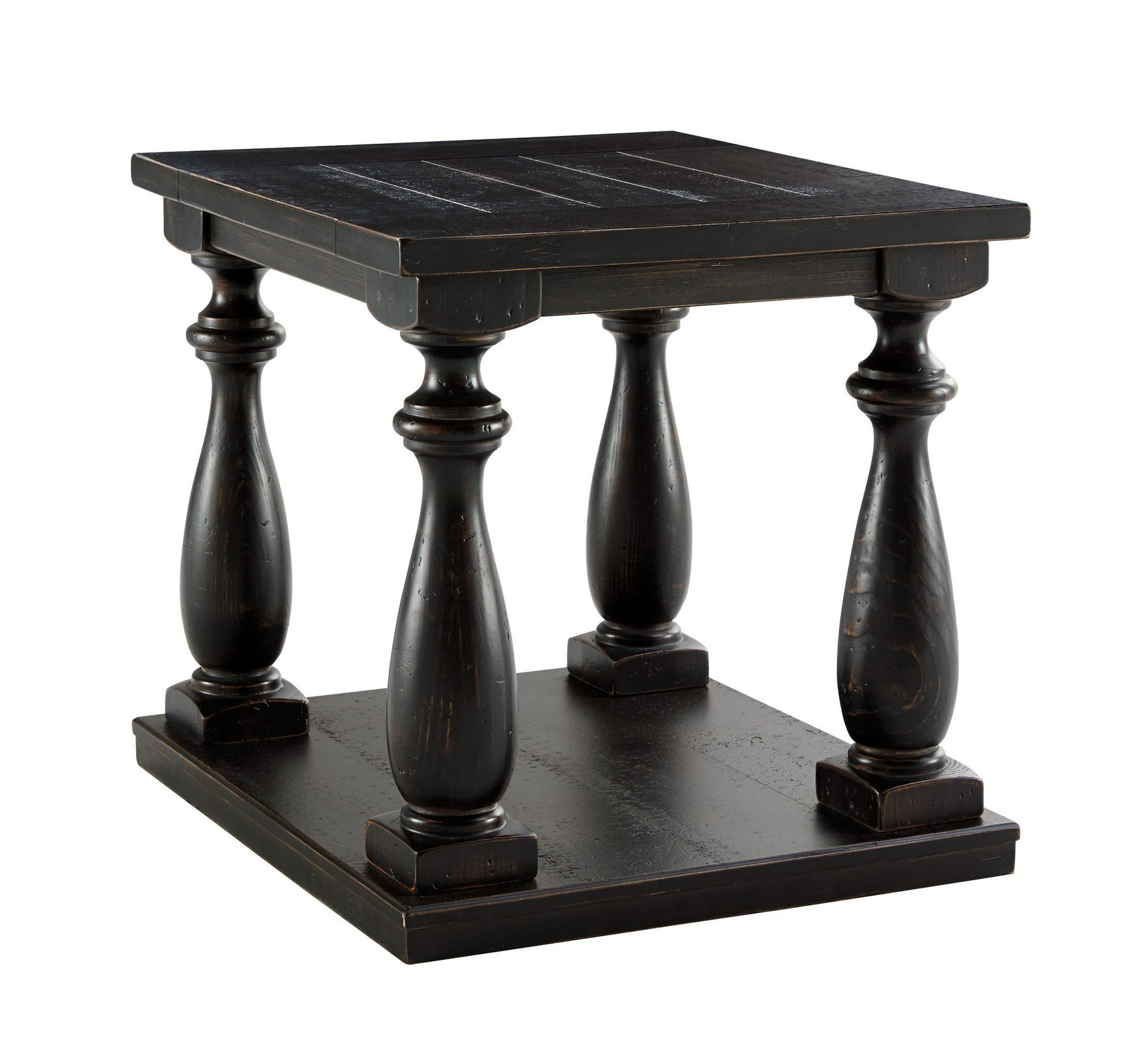 Benzara BM213331 End Table with Turned Legs and Open Bottom Shelf ...