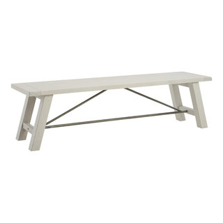 Dining Bench - White Wash Finish, Solid Wood Seat, Belen Kox ...