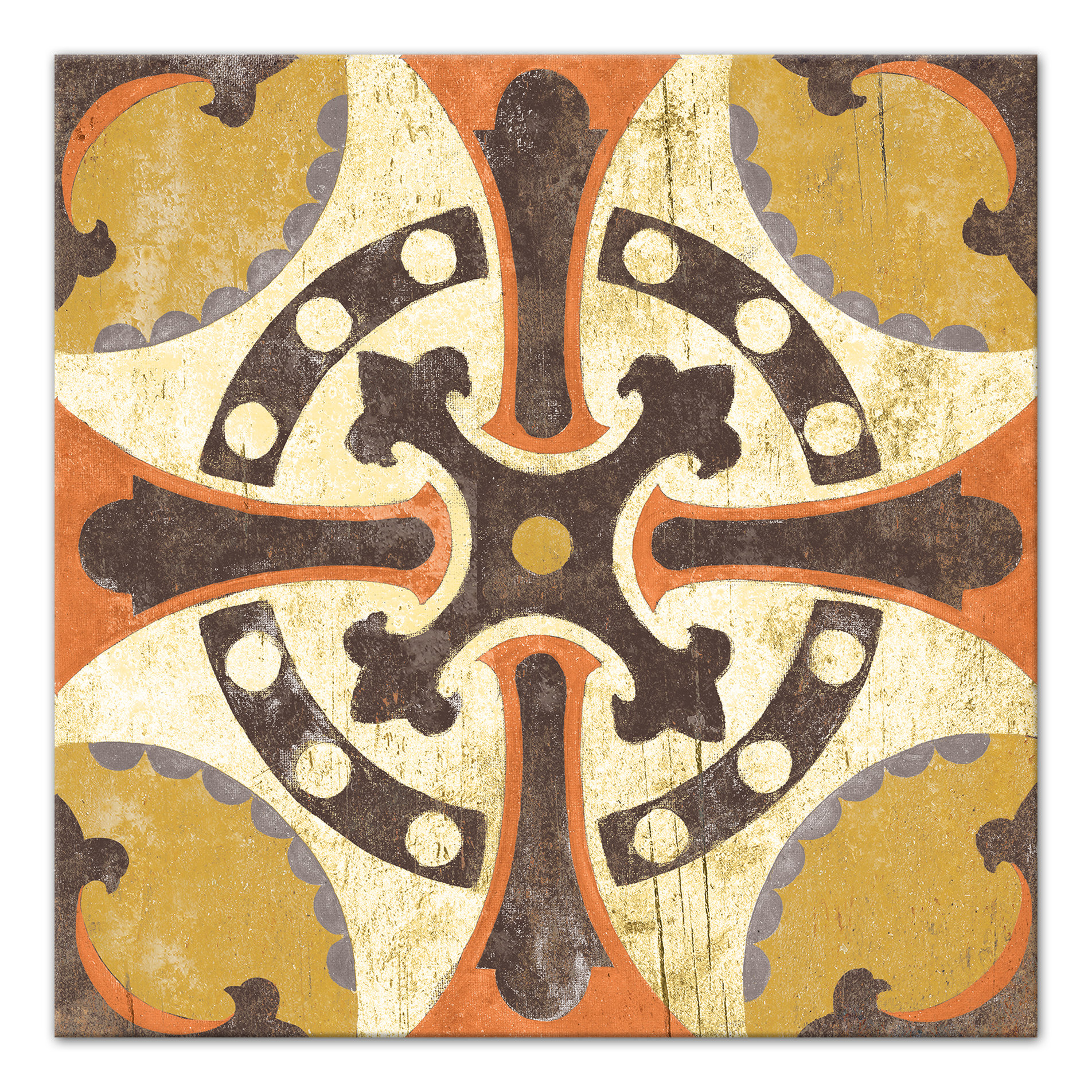 Orange Moroccan Tile Wall Art, 12x12 - Contemporary - Prints And ...