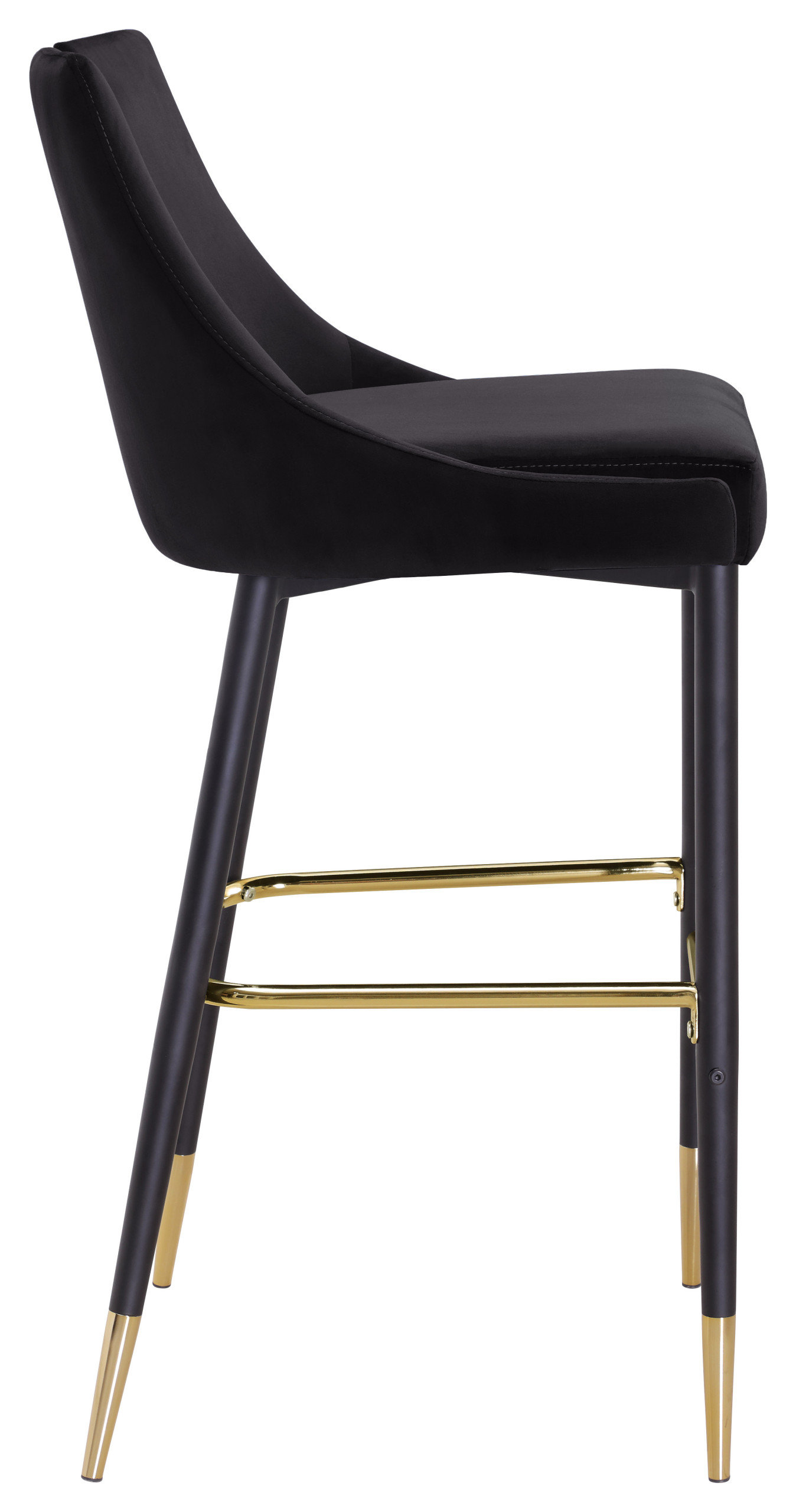 Sleek Velvet Upholstered Bar Stools With Matte Black Metal Legs, Set of ...