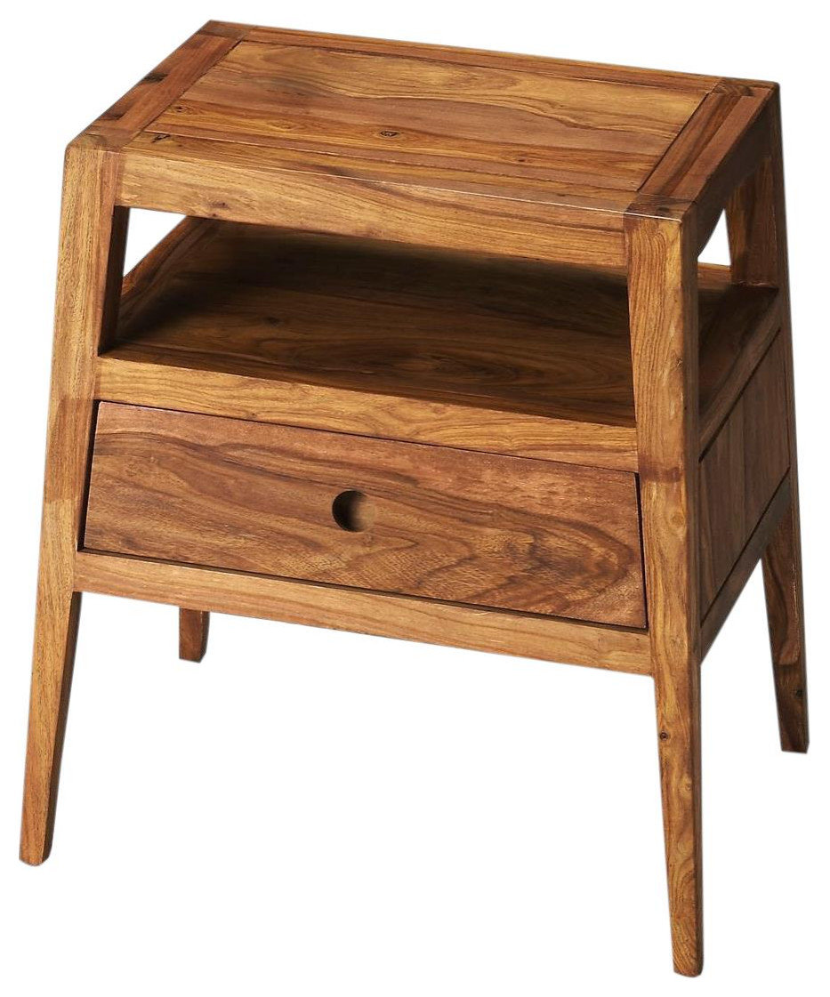 Stylish Tapered Acacia Side Table - Transitional - Side Tables And End ...