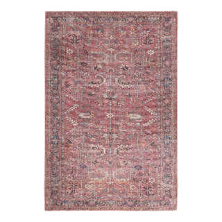 Machine Washable Series 1 5' x 7' Brick Fabric Vintage Area Rug ...