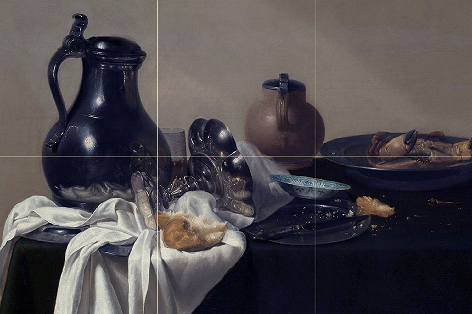 Tile Mural Kitchen Backsplash Still Life With a Pewter Jug Tazz Bread ...