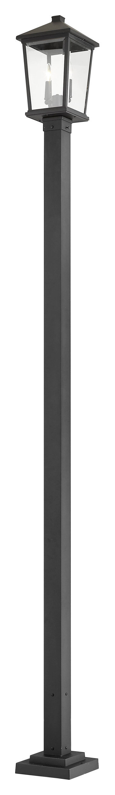 Beacon 2-Light Outdoor Post Mounted Fixture Light In Black, 9.500 ...