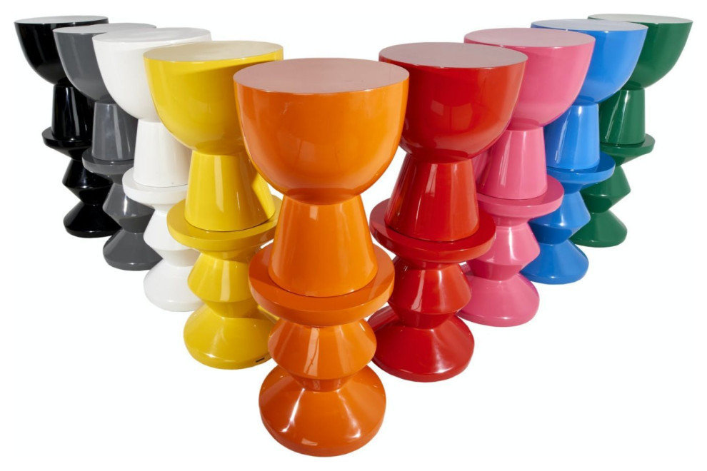 Yellow Lacquered Accent Stool | Pols Potten Zig Zag - Contemporary ...