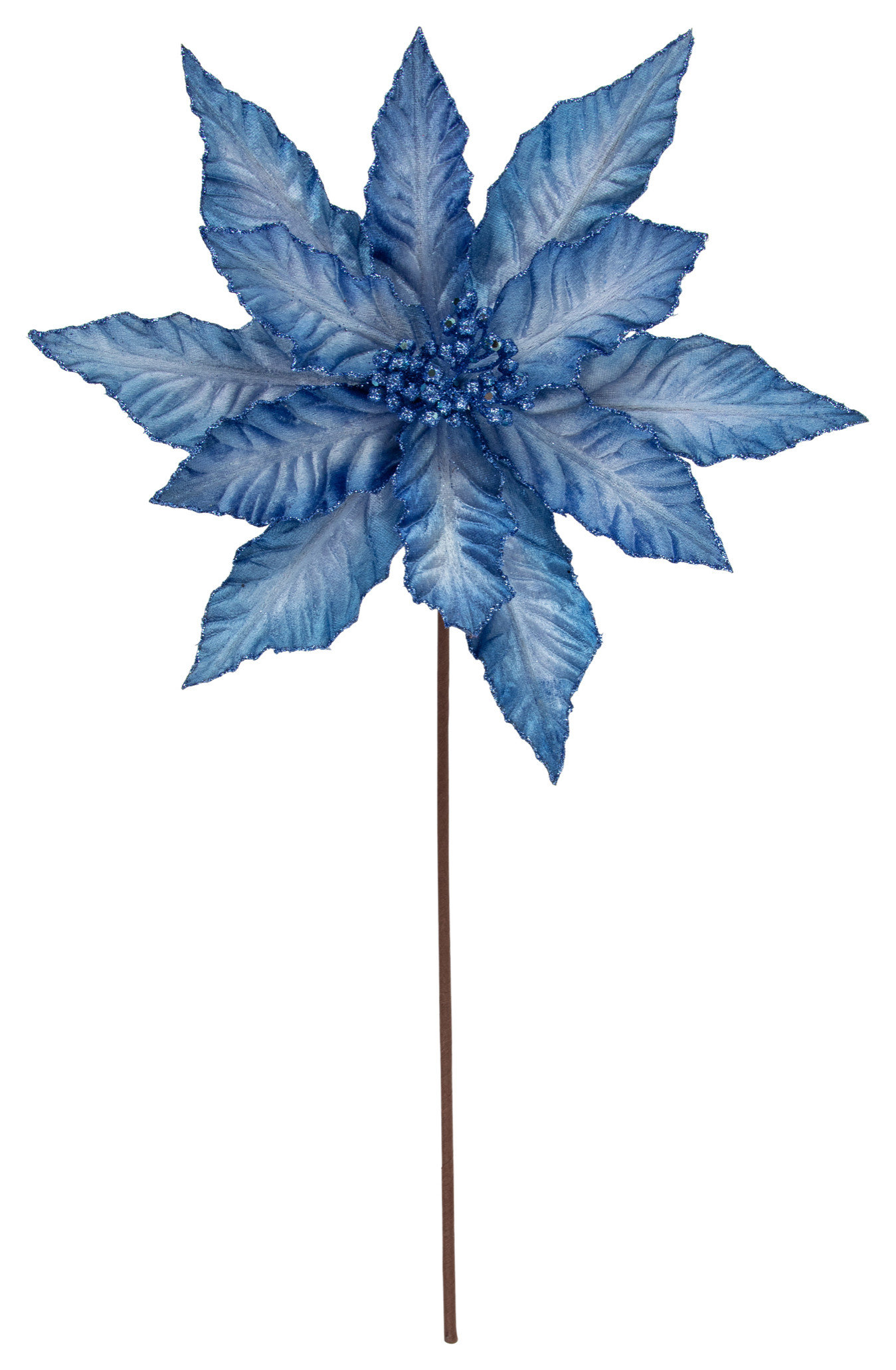 25" Two Tone Blue Glittered Poinsettia Floral Christmas Pick - Modern ...