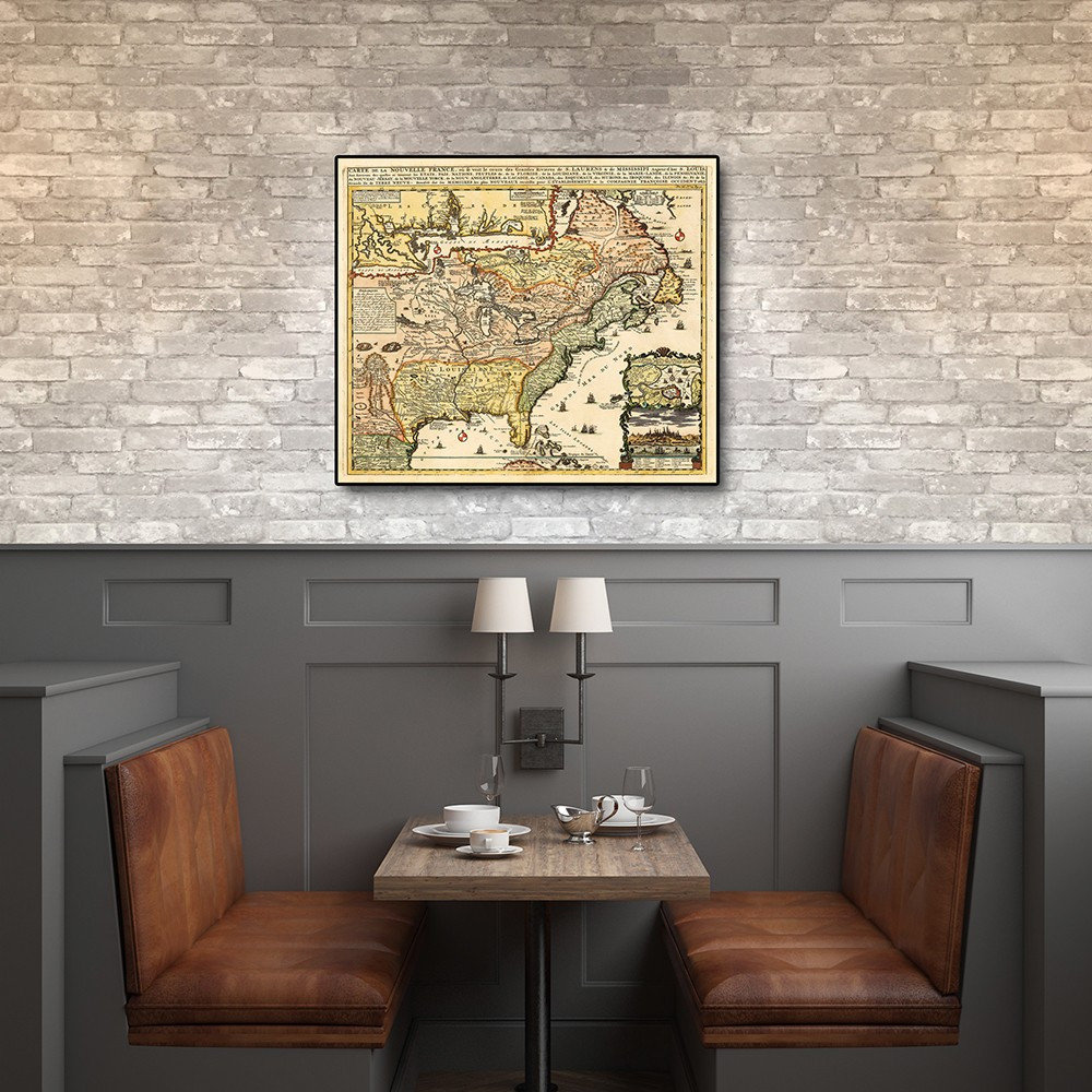 Vintage 1718 Map Of New France Unframed Print Wall Art - Contemporary ...