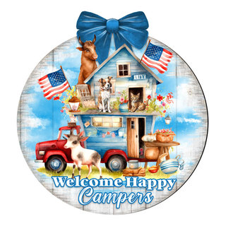 Welcome Happy Campers Sign Door Decor - Traditional - Outdoor Holiday ...