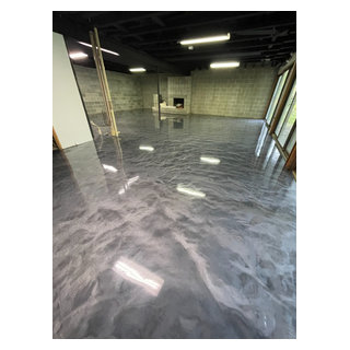 Metallic Epoxy Basement Floor - Midcentury - Basement - Detroit - by ...