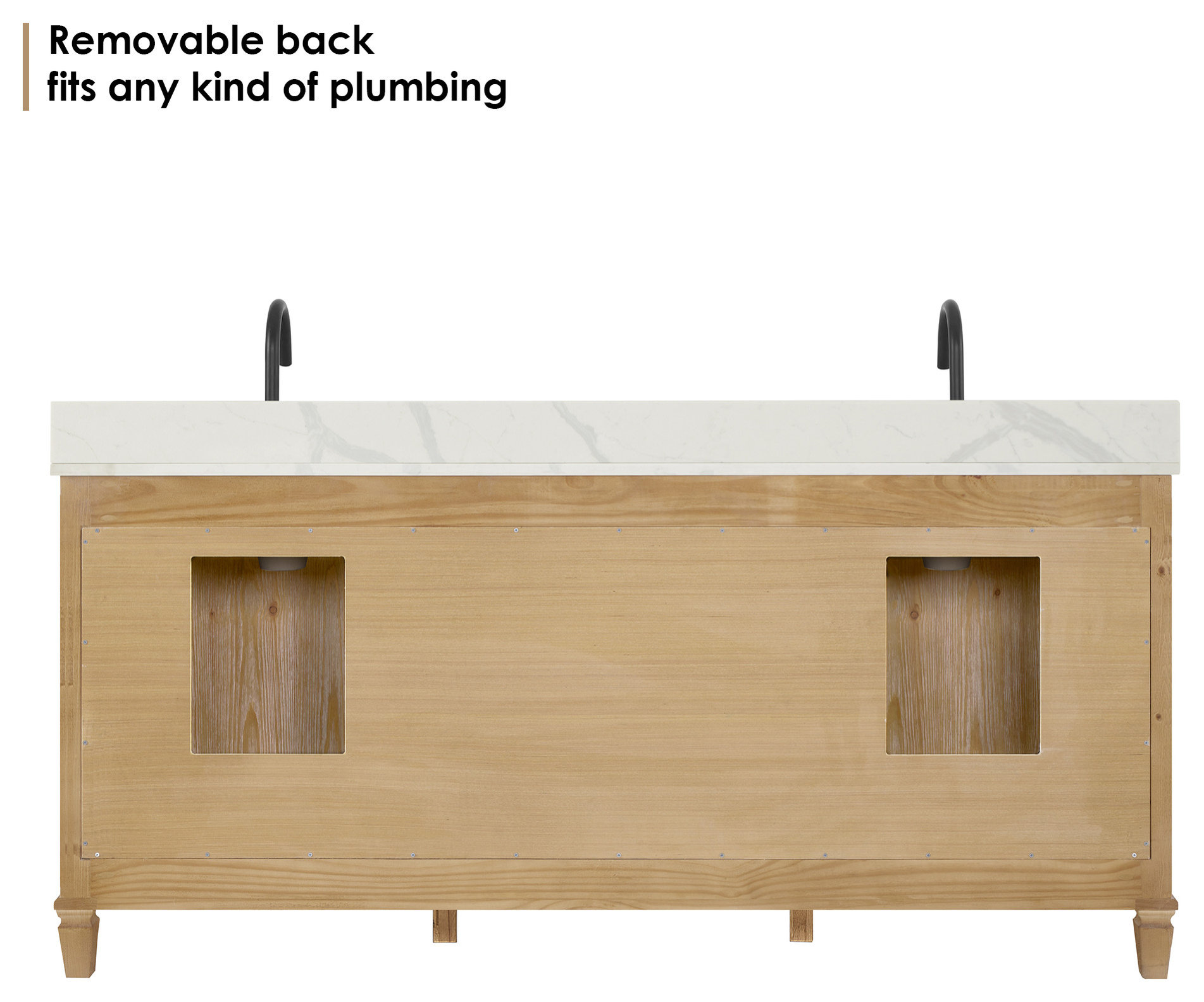 Solana Bathroom Vanity with Calacatta White Quartz Stone Countertop, 72 ...