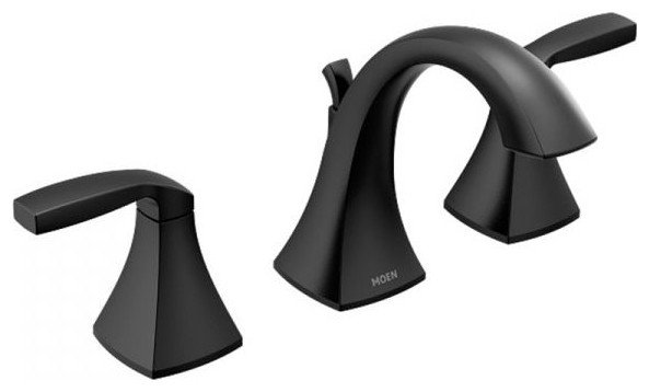 Moen Voss Two-Handle Widespread High Arc Matte Black Bathroom Faucet, 4-3/4 - Contemporary ...