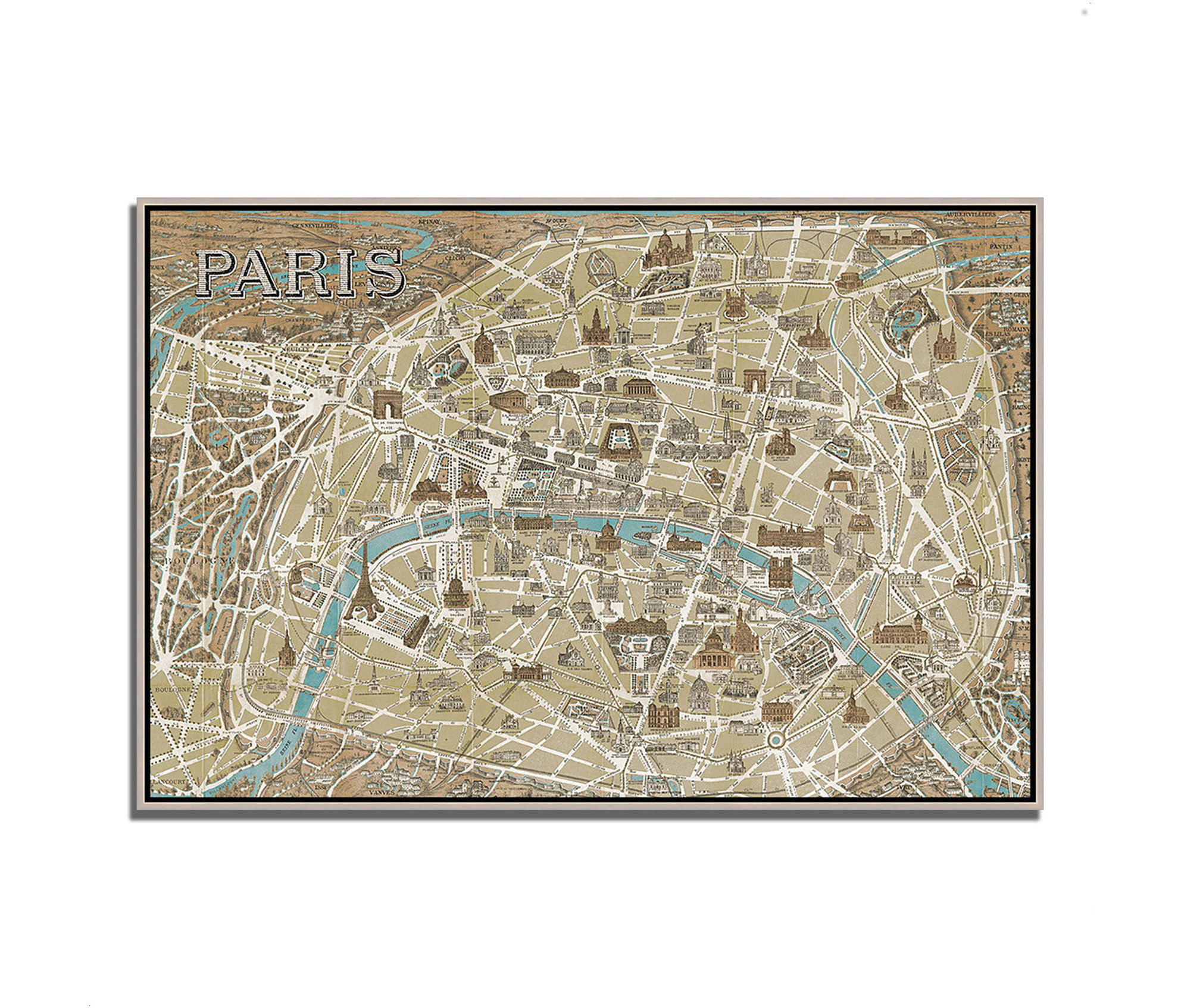 "Monuments Of Paris Map" By Wild Apple Portfolio, Giclee Print On ...