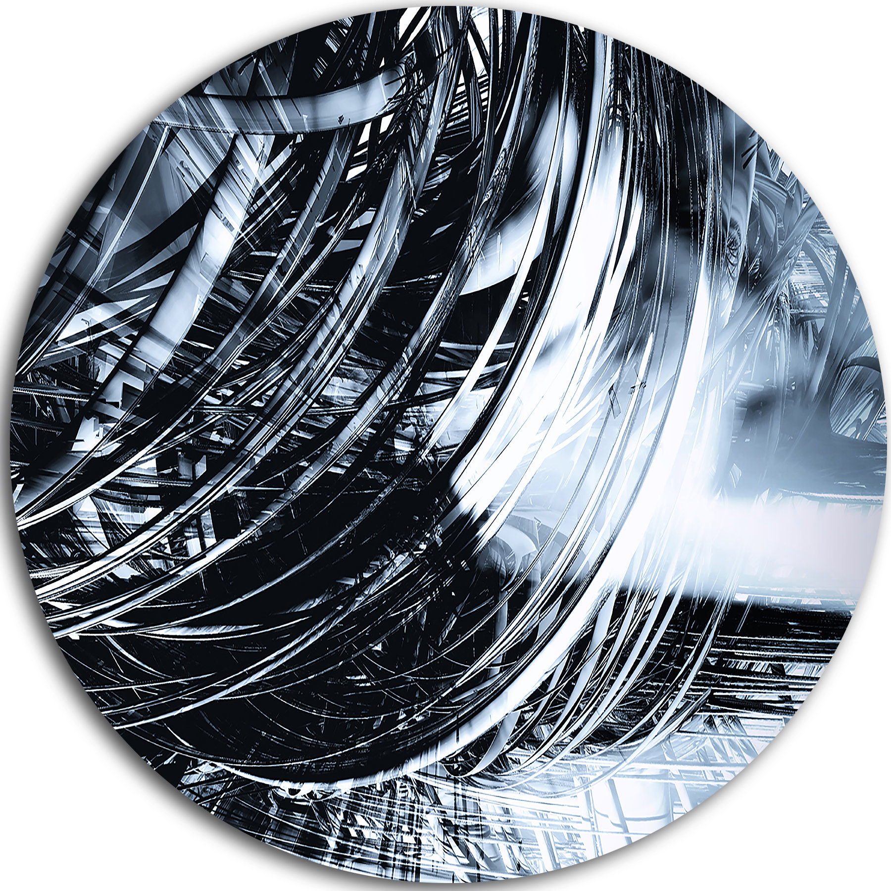 3D Abstract Art Black Spiral, Abstract Digital Disc Metal Artwork, Disc ...