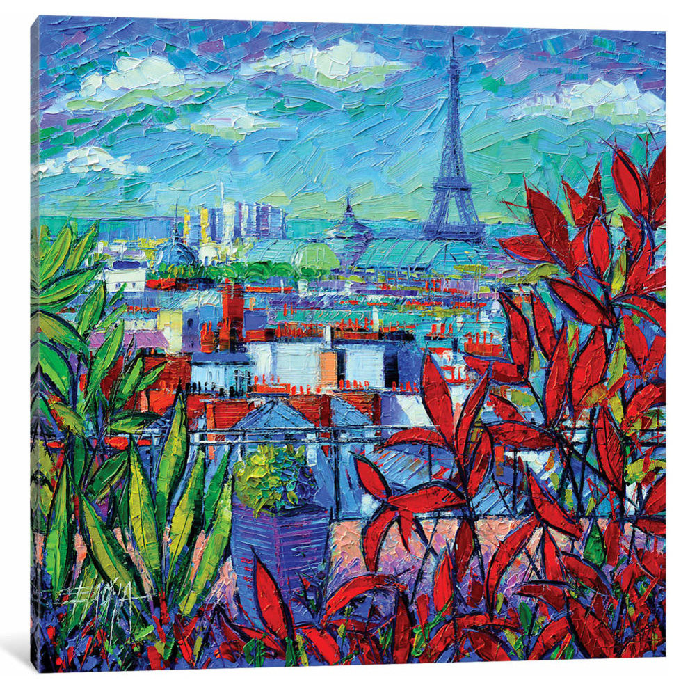 "Paris Rooftops" by Mona Edulesco Canvas Print, 37"x1.5"x37" - Contemporary - Prints And Posters ...