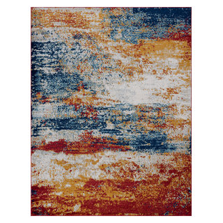 Flint Contemporary Abstract Multi-color Rectangle Area Rug, 5'x7', 9 ...