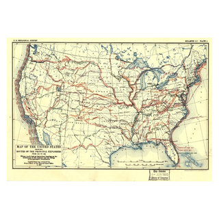 Map of the United States, Peel & Stick Removable Wall Decal, 23"x33 ...