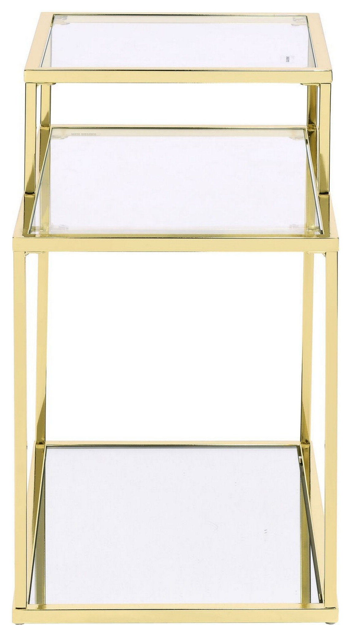 Benzara BM250197 3 Tier Accent Table With Glass Shelves and Metal Frame ...