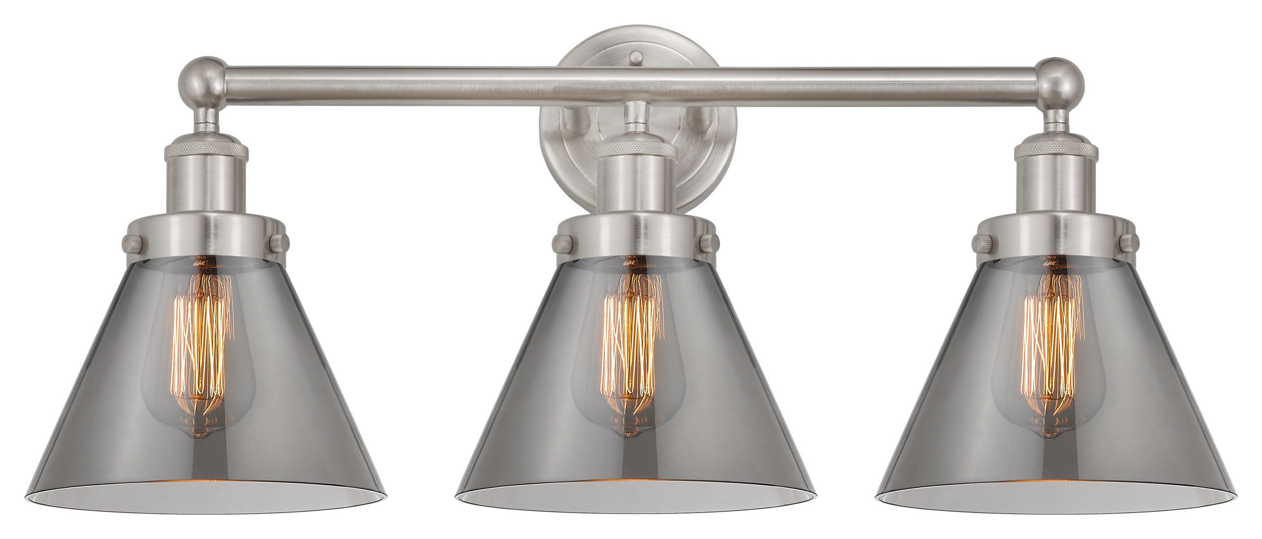 Edison Large Cone 25" Bath Vanity Light, Brushed Satin Nickel Finish ...