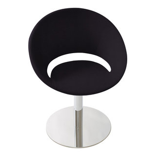 Crescent Round Chair, Beight Stainless Steel Base, Black Ppm ...